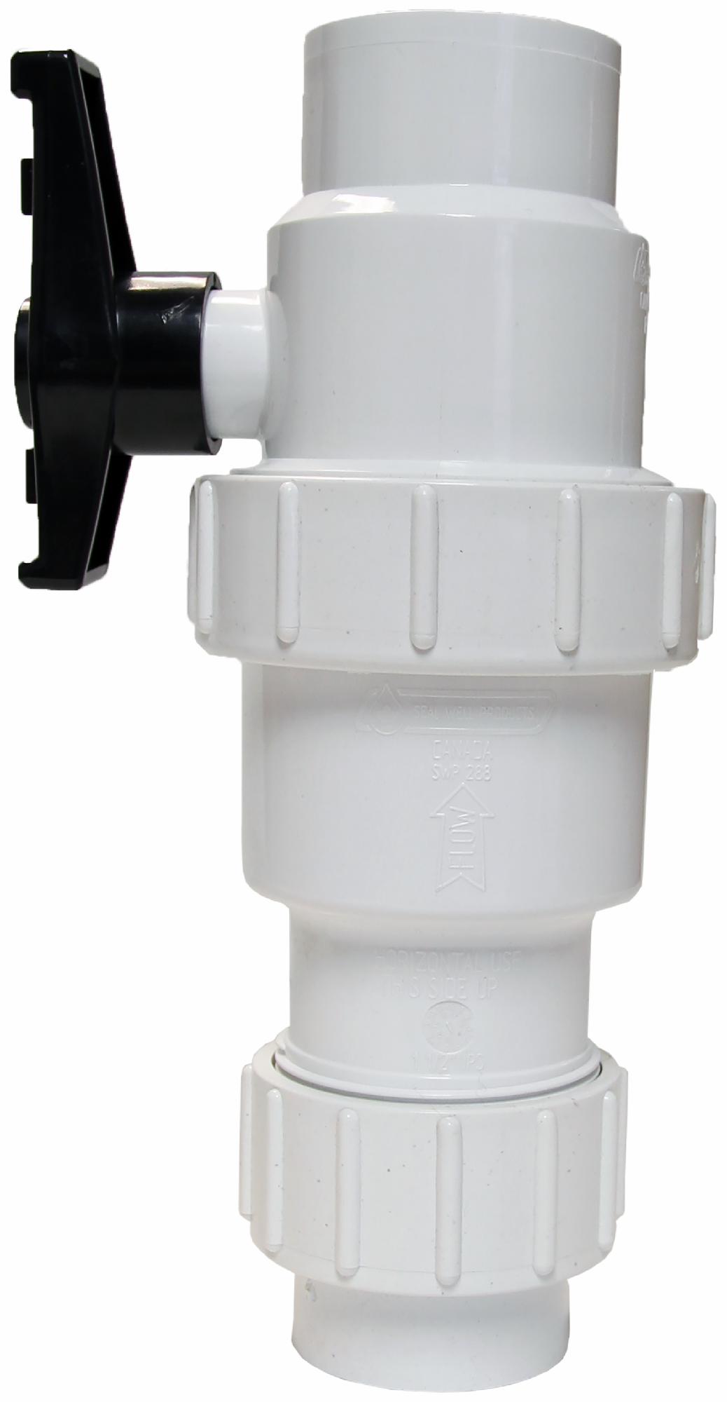 Boshart 1-1/2" PVC Swing Check Ball Valve Slip Union x Slip 17SCBV-15SU ...